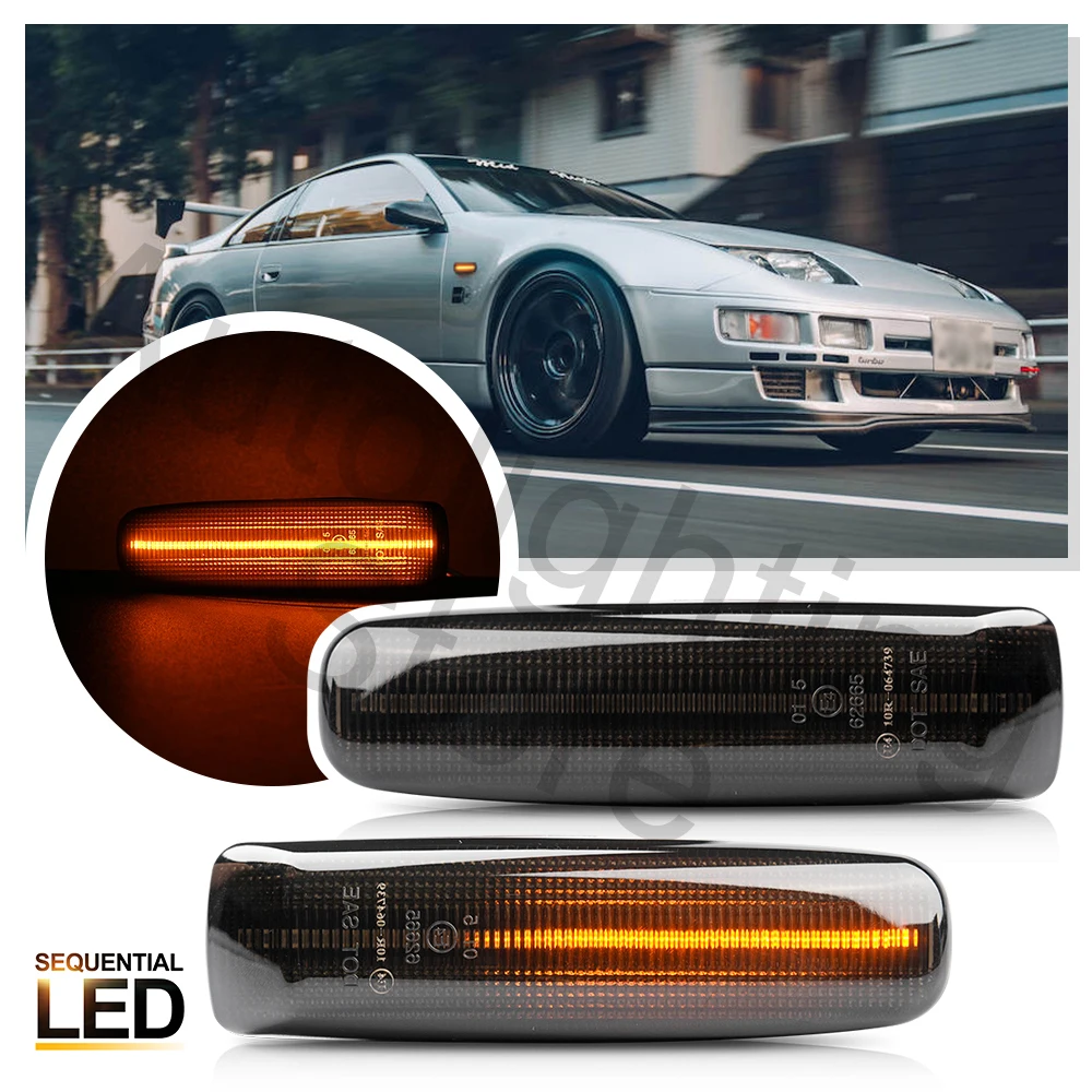 2pcs Smokeled Side Marker Light Kit For 1990-1996 Nissan 300zx (jp ...