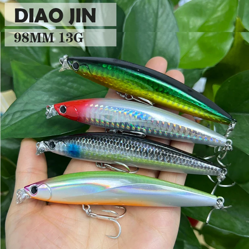 Minnow-Sea-Pesca-Fishing-Lures-98mm-13g-Shallow-Saltwater-Minnow-Bait ...
