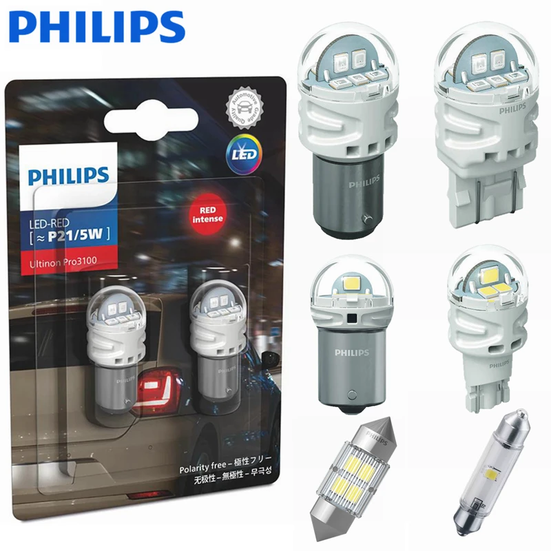 Philips-Ultinon-Pro3100-LED-W5W-P21-5W-W21-5W-Red-White-Color-Car-Turn ...