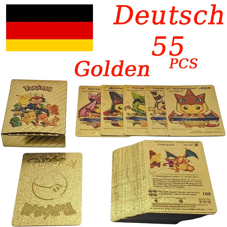 Deutsch Pokemon Karten Metall Gold Splitter Karten Deutsch Vmax GX ...