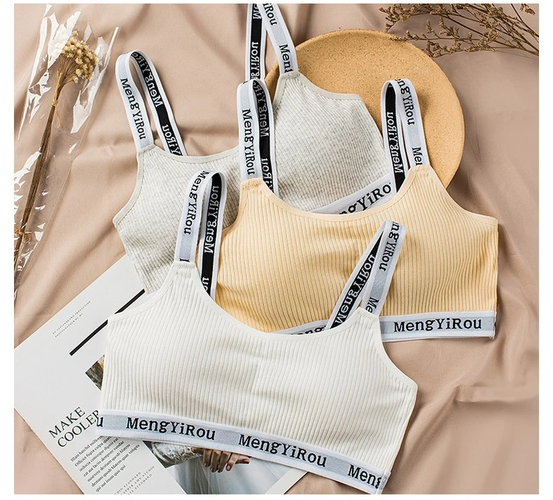 Sexy seamless bra women cotton bra casual letter bra detachable padded ...