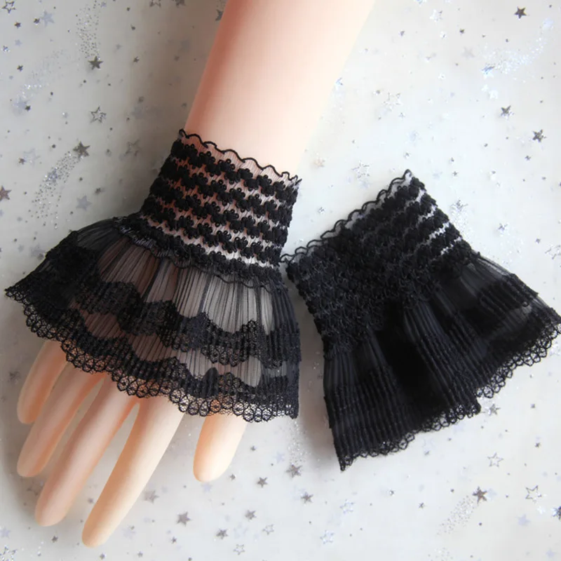 1Pair-Girls-Sweet-Detachable-Fake-Flare-Sleeve-Lace-Pleated-Ruffles ...