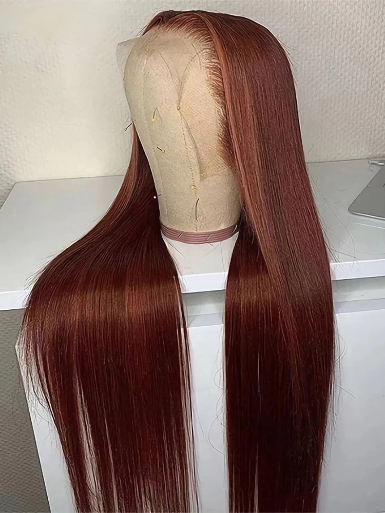 32-Inch-Reddish-Brown-Bone-Straight-13x4-Human-Hair-Lace-Front-Wig ...