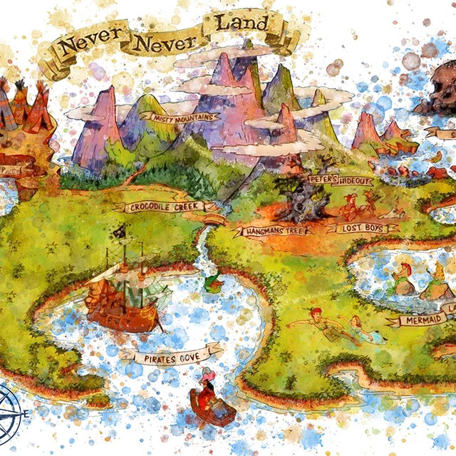 Peter Pan Neverland Map Poster