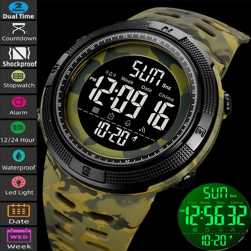 Skmei-Dual-Time-Zone-Mens-Military-Sports-Watch-12-24-Hour-Format ...