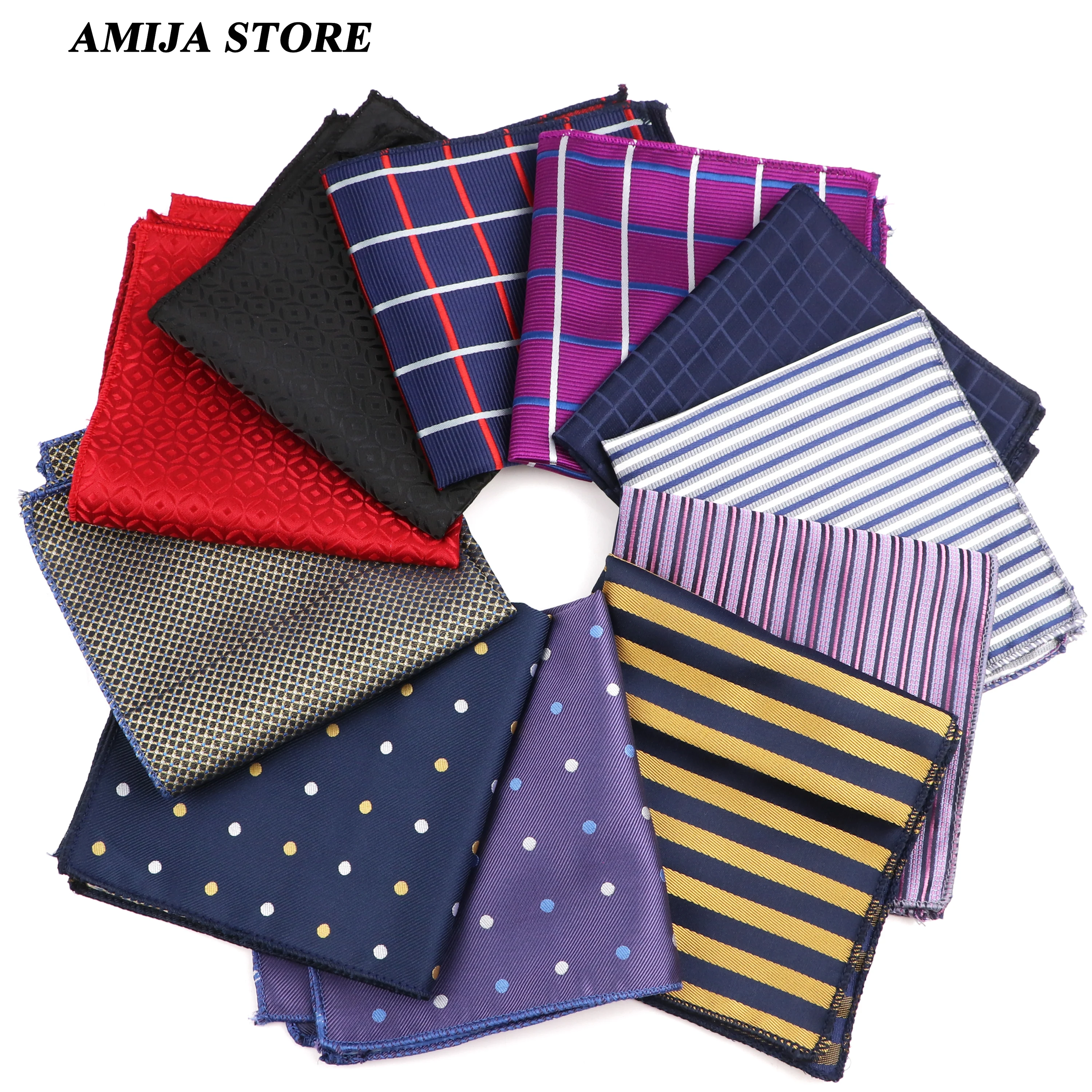 New-Fashion-Man-Handkerchief-Jacquard-Woven-Plaid-Floral-Daily-Fit ...