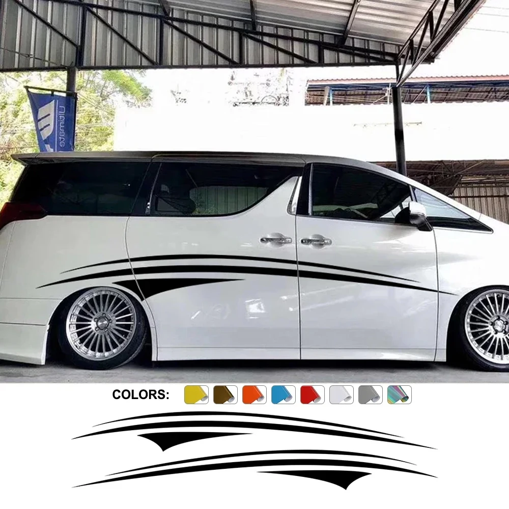 2Pcs-Van-Door-Side-Stickers-Graphics-Stripes-Kit-Cover-Auto-Body-Decor ...
