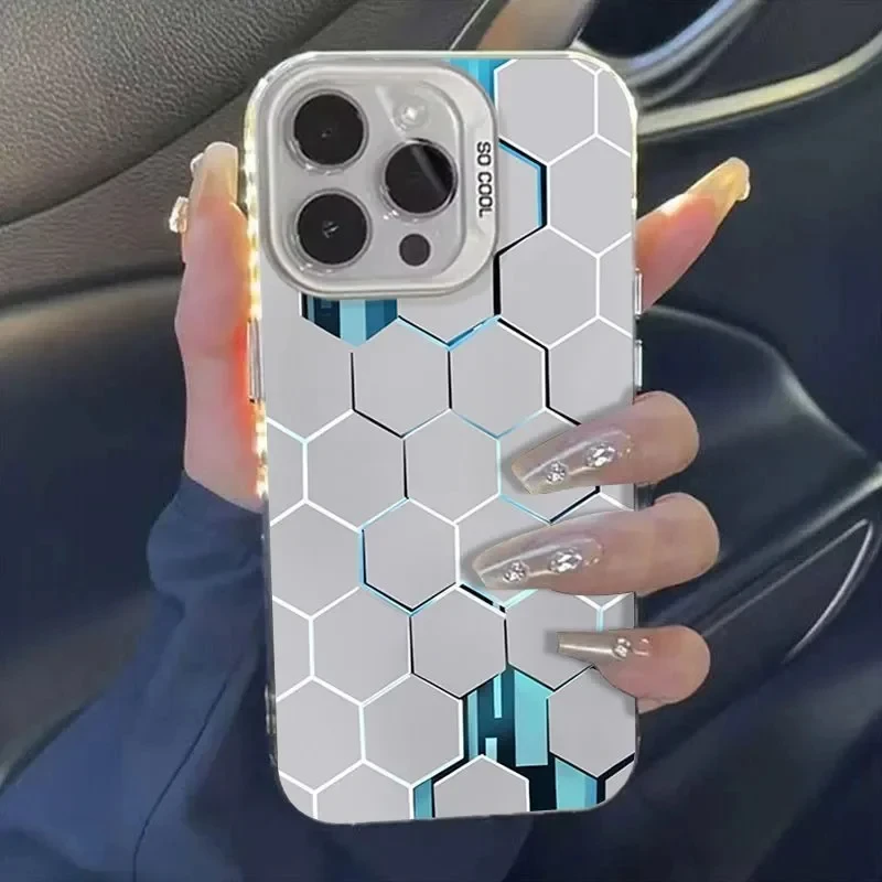 Luxury Honeycomb Cube Cyberpunk For iPhone Case 16 15 14 13 12 11 Pro ...