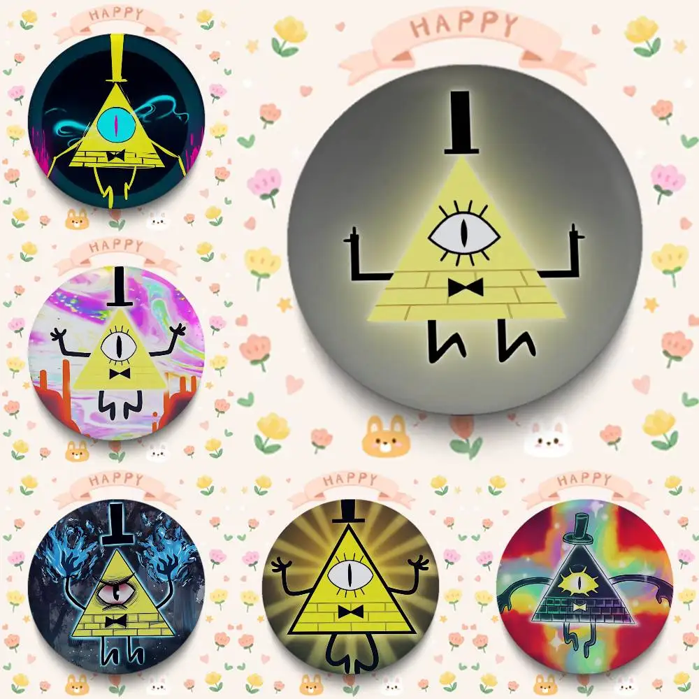 G-Gravity Falls Bill C-Cipher Badges Creative Tinplate Soft Button Pins ...