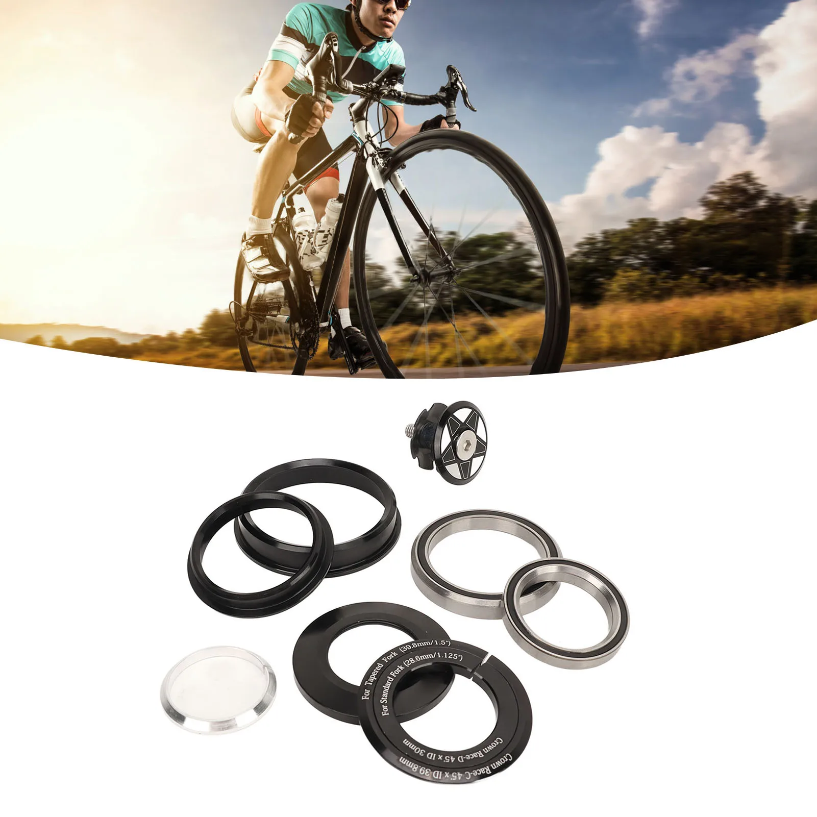 Bicycle-Front-Fork-Bowl-Set-Aluminum-Alloy-Dual-Bearings-Mountain-Bike ...