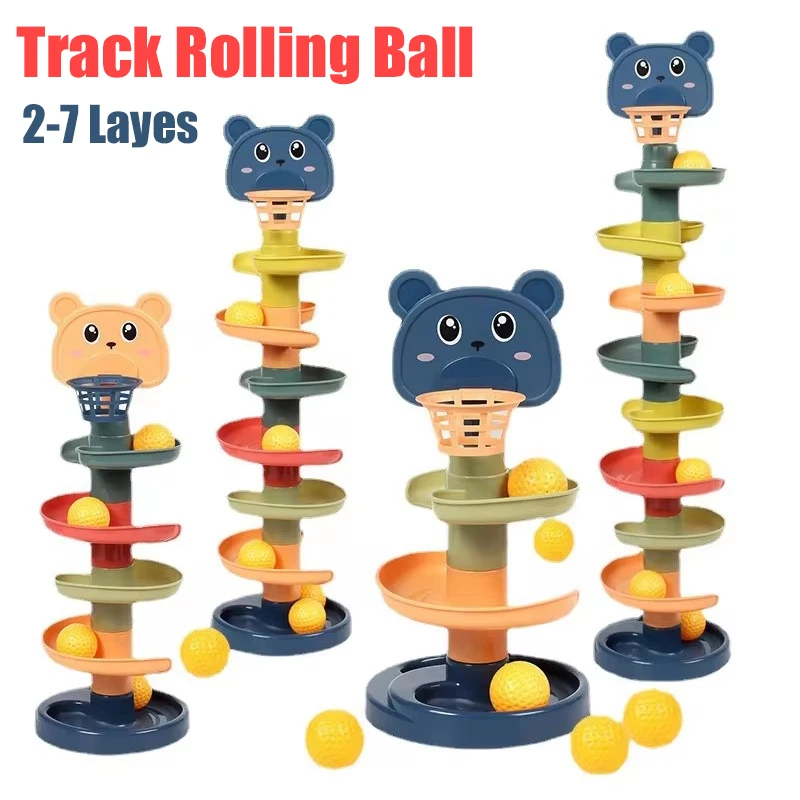 2-7-Layes-Montessori-Track-Rolling-Ball-Pile-Tower-Early-Educational ...