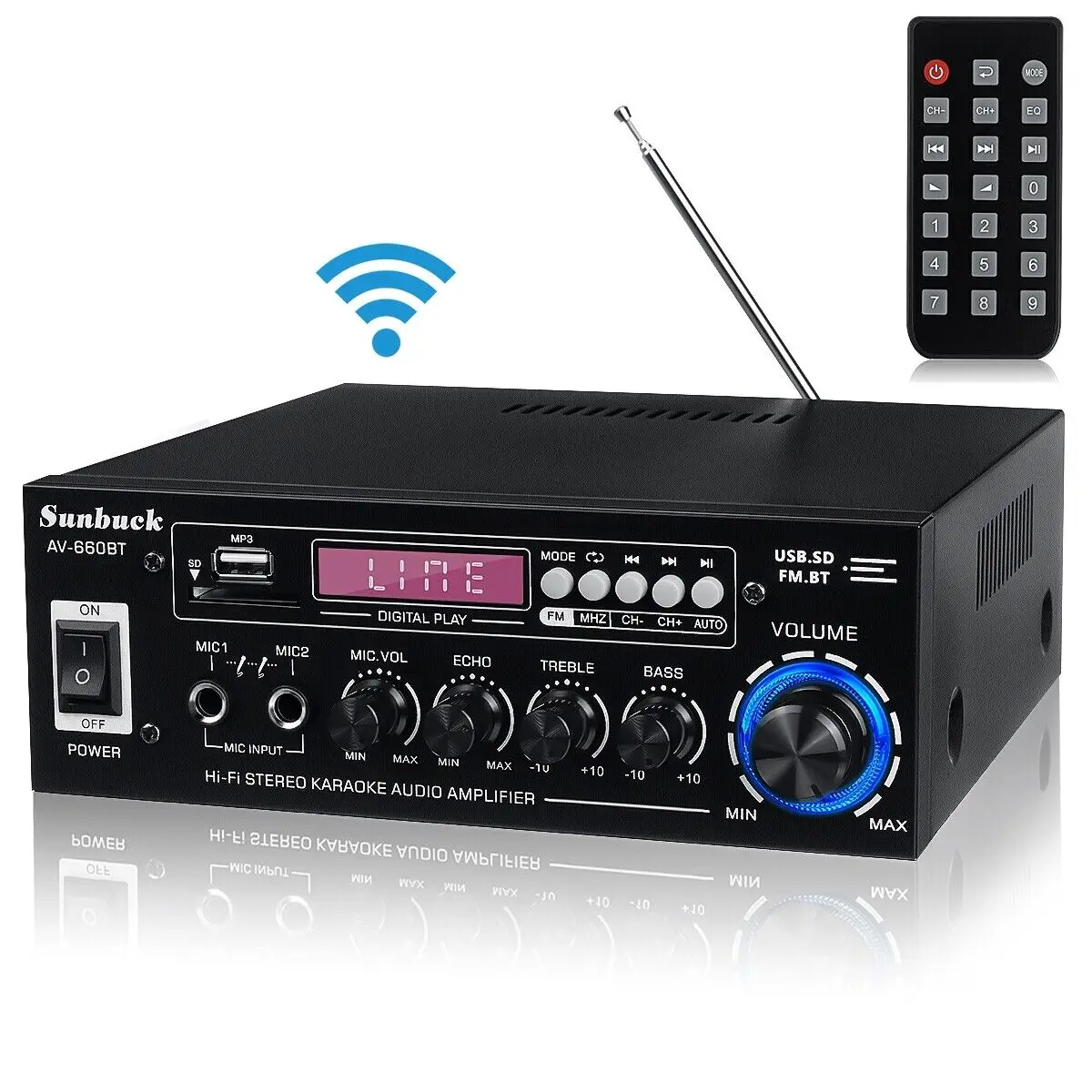SUNBUCK AV-660BT/AK370 BT5.0 Sound Amplifier Home Car Theater Audio ...