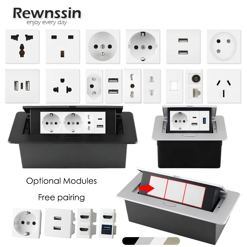 DIY-Desktop-Socket-EU-FR-AU-UK-Electrical-Outlets-Hidden-Table-Panel ...