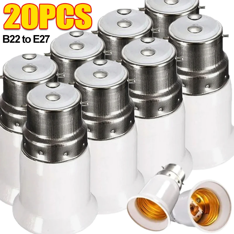 1-20pcs-E22-To-E27-Lamp-Bulb-Socket-Base-Holders-Converter-Fireproof ...