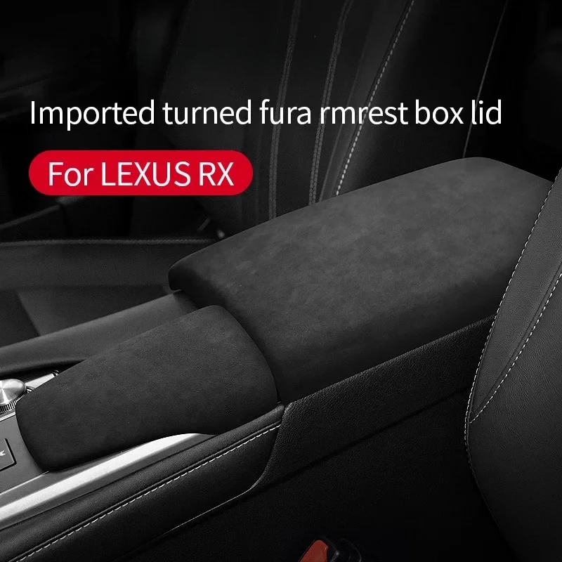 Suede-Black-Red-Car-Armrest-Case-Lid-Box-Cover-Panel-Interior ...