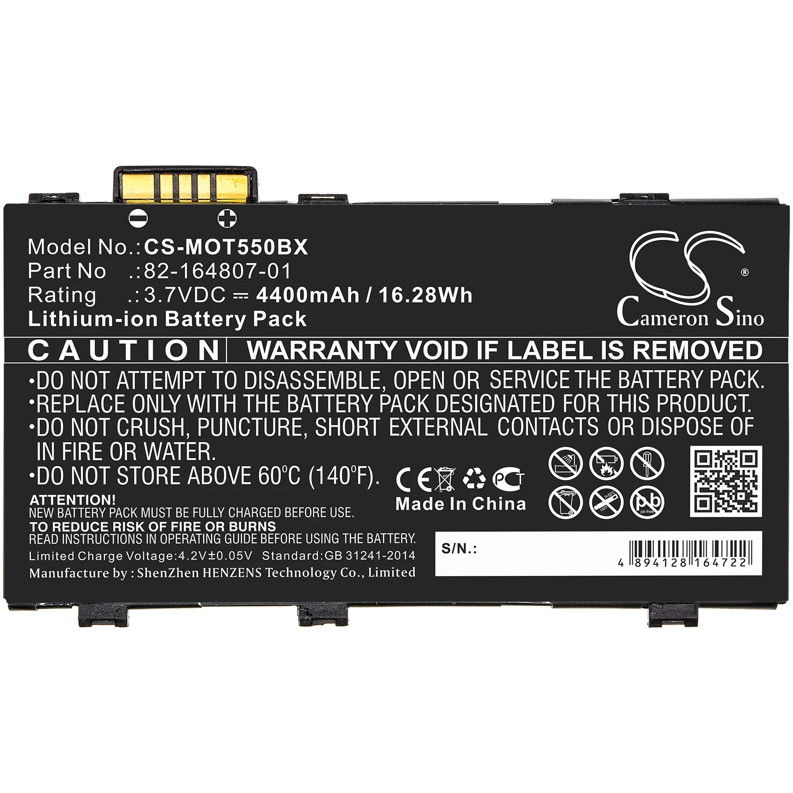 Cameron Sino Battery For Zebra:BTRY-RF85-44MA1-01,BTRY-TC55-29MA1-01 ...