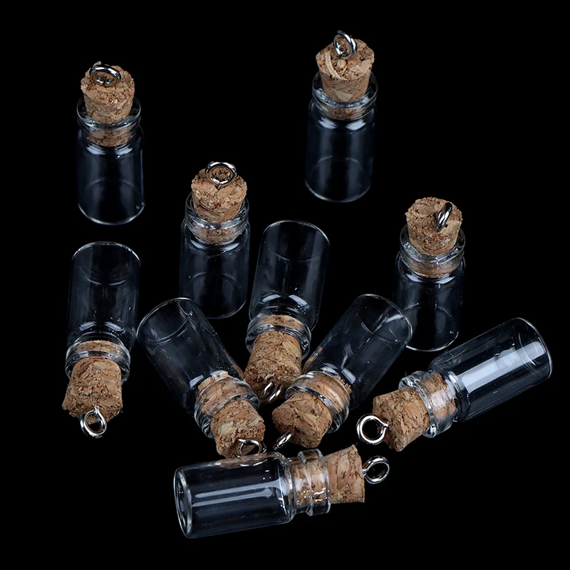 10PCS-11mmx21mm-High-Quality-Mini-Glass-Bottles-Small-Vials-Cork-Glass ...
