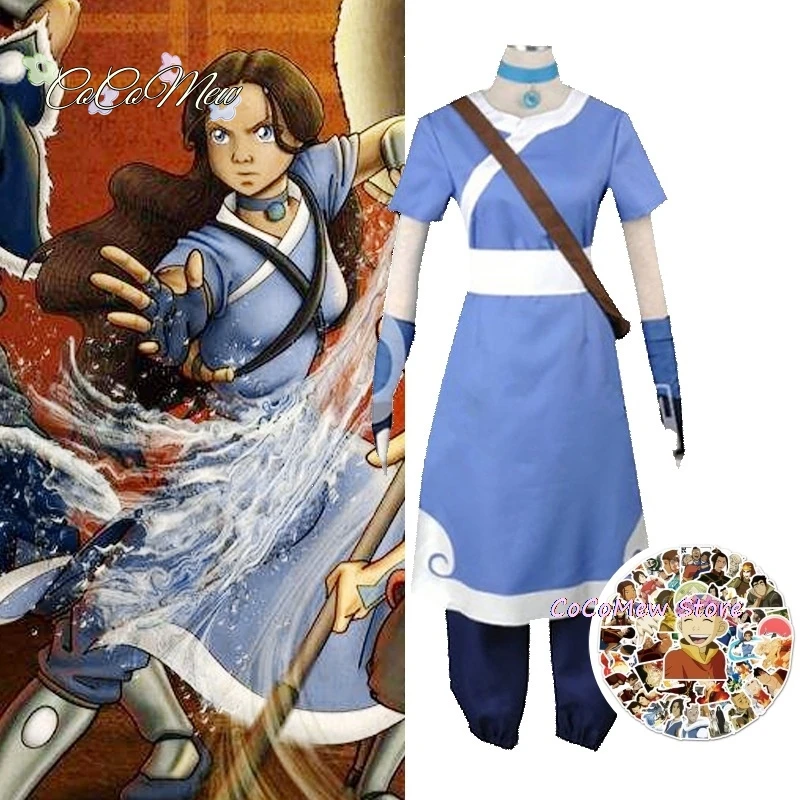 Anime-Movie-Avatar-The-Last-Airbender-Katara-Dress-Cosplay-Costume ...