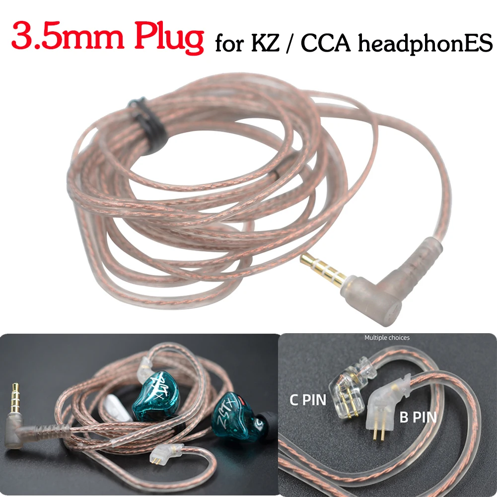 KZ ZS10 ZSN ZEX PRO In Ear Cable High-Purity Oxygen-Free Copper Twisted ...