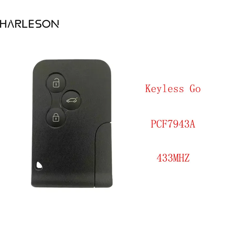 3 Button Smart Key Card 433Mhz ID46 PCF7943 Chip For Renault Megane 2 3 ...