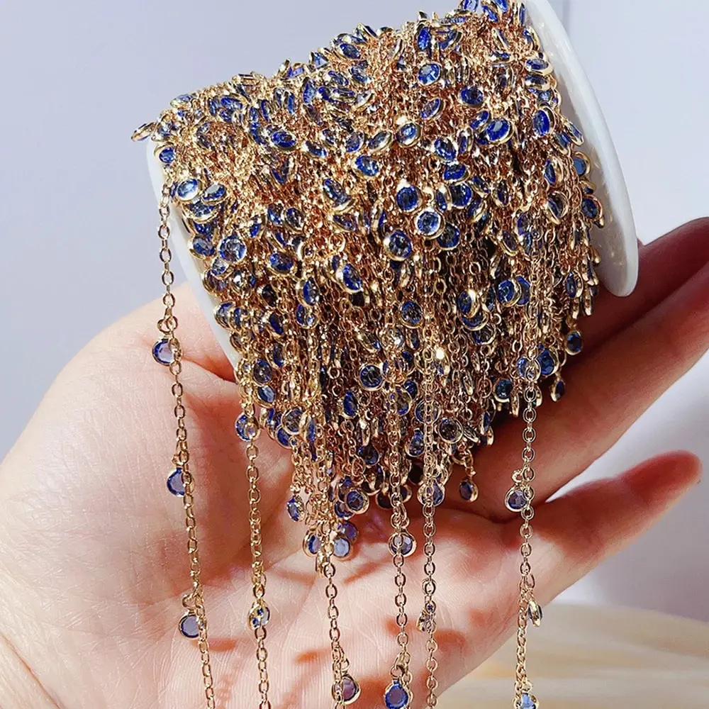 2meters-1meter-Royal-Blue-Crystal-Beads-Chain-Copper-Chains-4mm-Glass ...