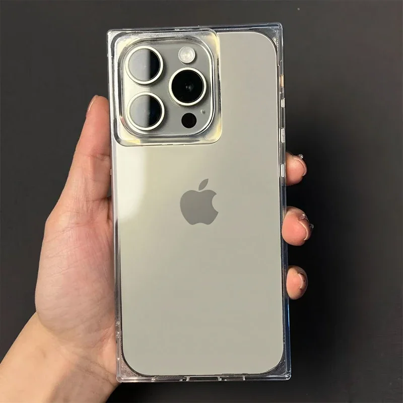 Luxury Ice Cube Square Soft Siicone Clear Case for iPhone 16 15 14 Pus ...
