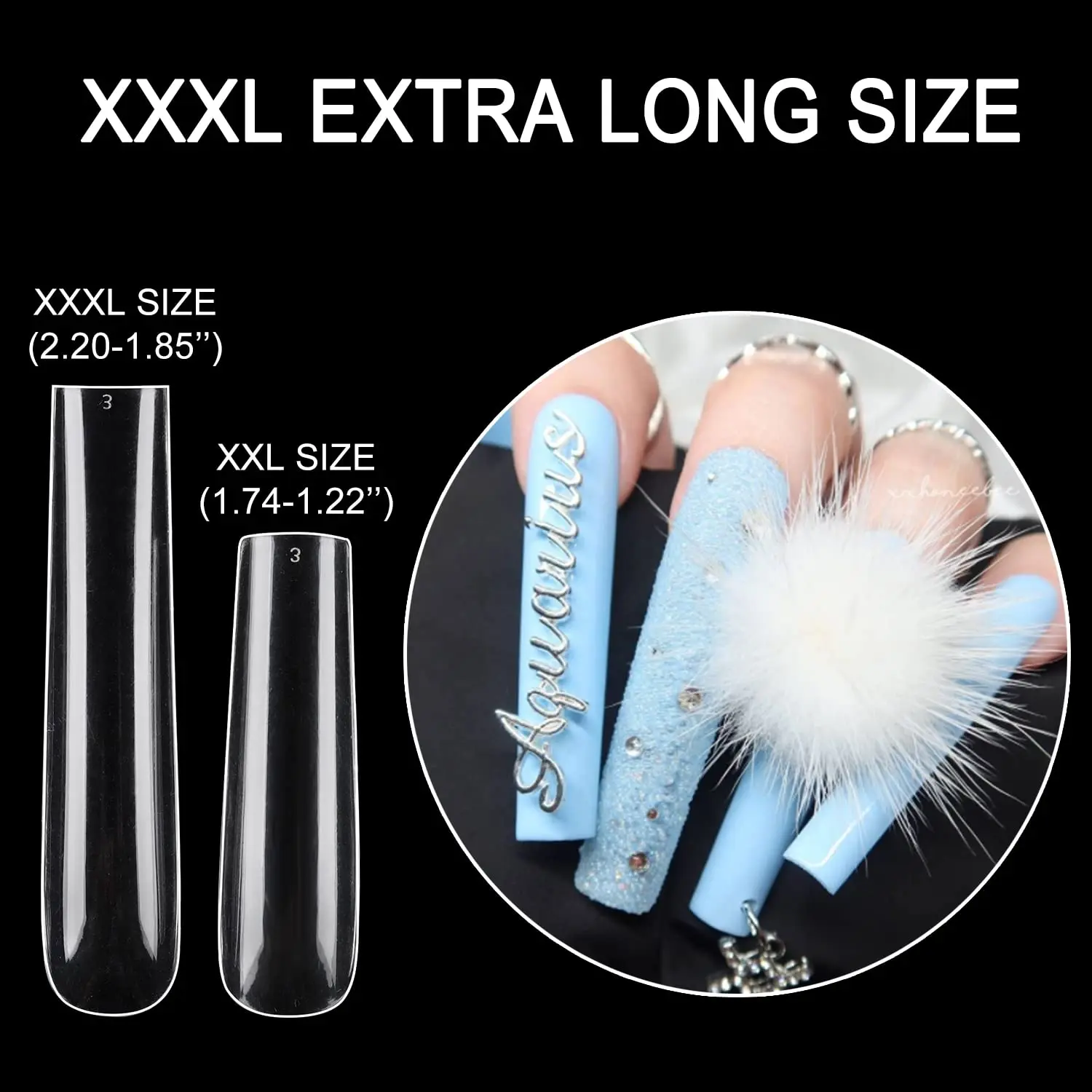 3XL-Tapered-Square-Full-Cover-Nail-Tips-240Pcs-Clear-XXXL-Extra-Long ...
