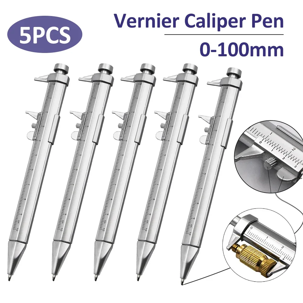 5pcs-Caliper-Pen-0-100mm-Vernier-Caliper-Roller-Ball-Point-1mm-Plastic ...