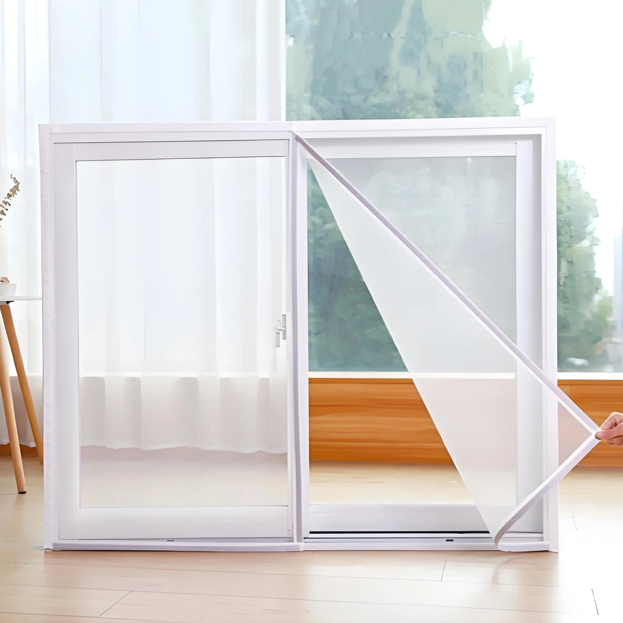 White Polyester Insect Screen with Zipper Closure, Anti-Mosquito Window ...