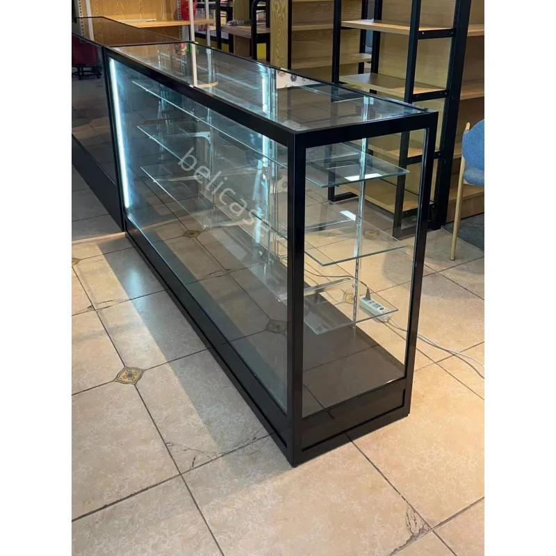 custom 6 Feet Glass Retail Counter with Lights Aluminum Frame Lockable Display Cabinet Smoke Shop Furniture AliExpress