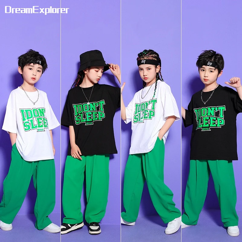 Hip-Hop-Boys-LetterT-shirt-Joggers-Girls-Street-Dance-Loose-Pants ...