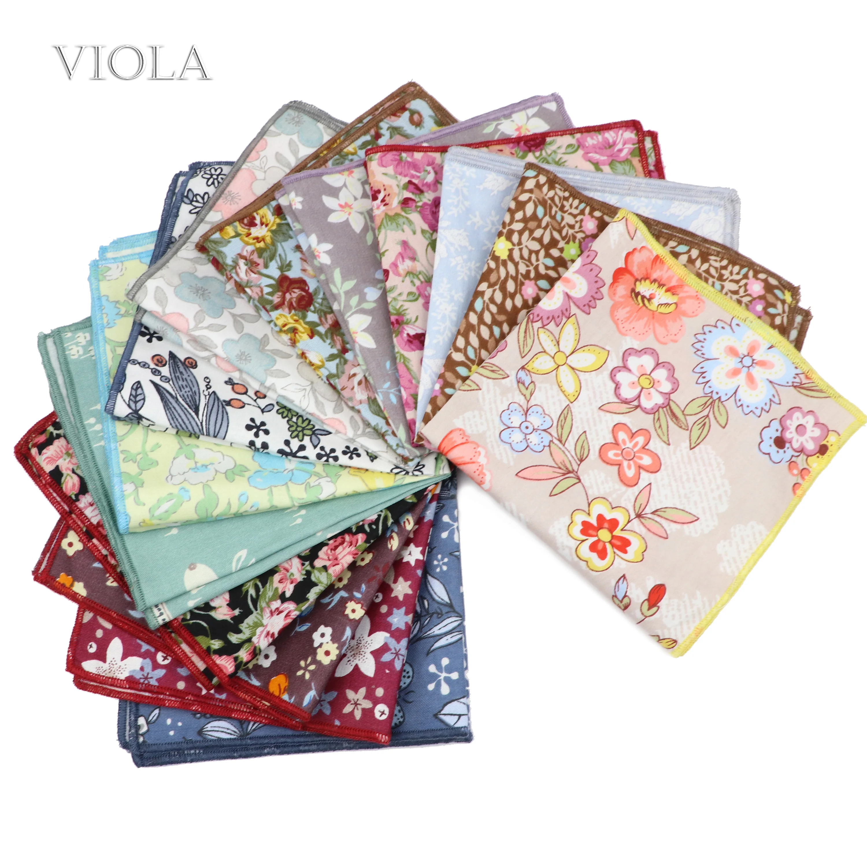 Floral Cartoon Handkerchief 100% Cotton Hankie 23cm Women Men Wedding ...