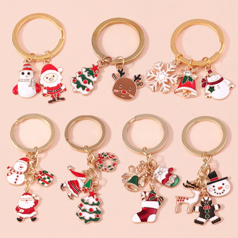 Cute-Cartoon-Christmas-Keychain-Santa-Claus-Snowman-Key-Ring-Pendants ...