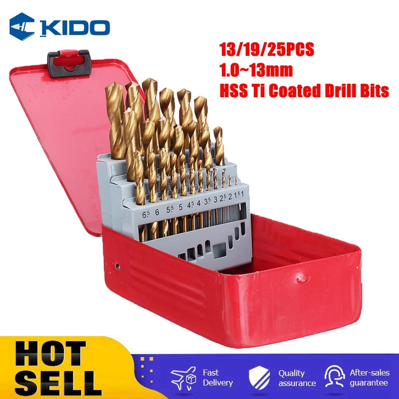 KIDO-13-19-25PCS-1-0-13mm-HSS-Ti-Coated-Drill-Bits-Straight-Shank-Set ...