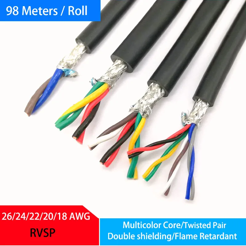 98M-26-24-22-20-18AWG-RVSP-par-trenzado-Cable-blindado-2-4-6-8Core ...