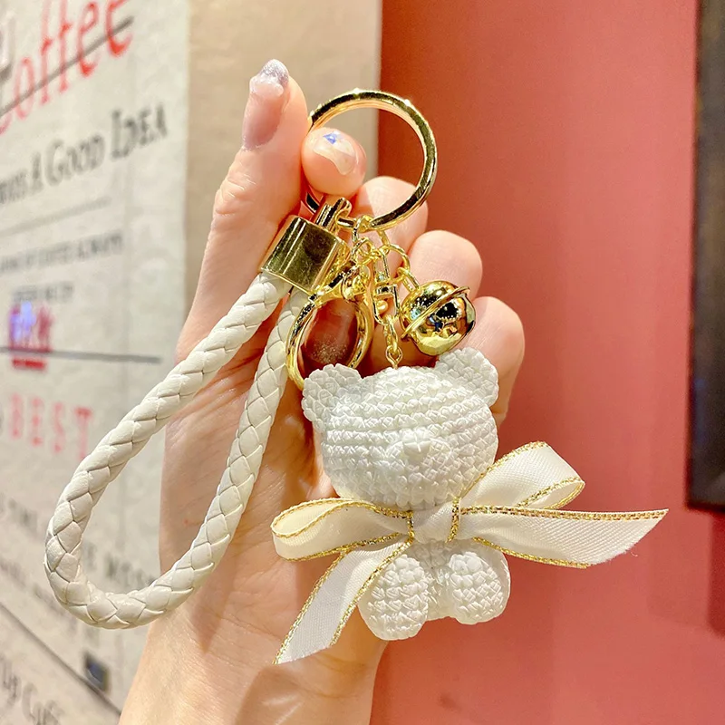 New-Lovely-Cartoon-Sitting-Lattice-Bear-Puppet-Keychain-Personality ...