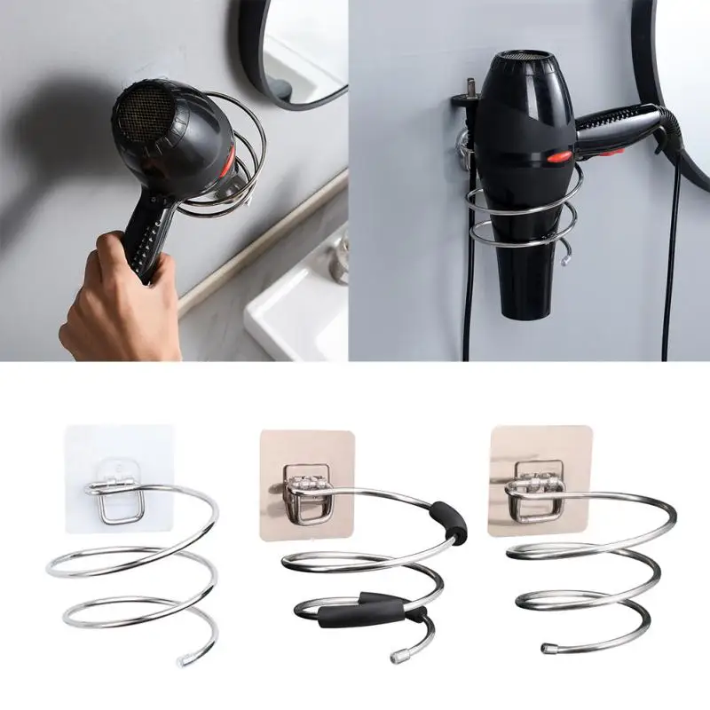 Wall-Mounted-Spiral-Rack-Organizer-Hair-Straightener-Dryer-Holder ...