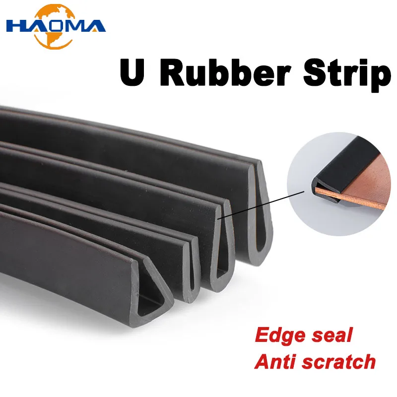 Black-Rubber-U-Strip-Edge-Shield-Edging-Sealing-Strip-Encloser-Bound ...