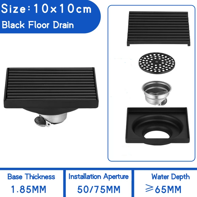 Square Floor Drain 304 Stainless Steel Brushed Solid Stripes Anti-odor ...