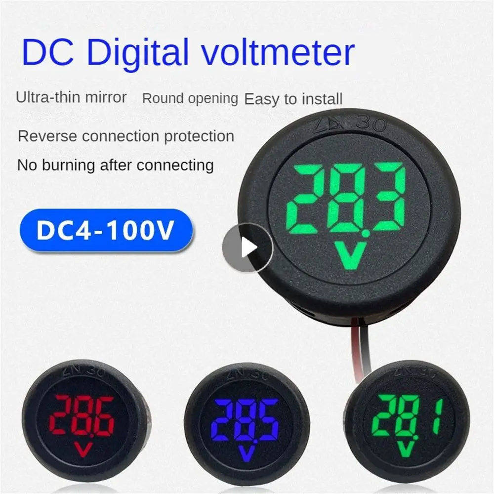 4-100V-DC-Voltmeter-LED-Digital-Display-Circular-Two-wire-DC-Digital ...