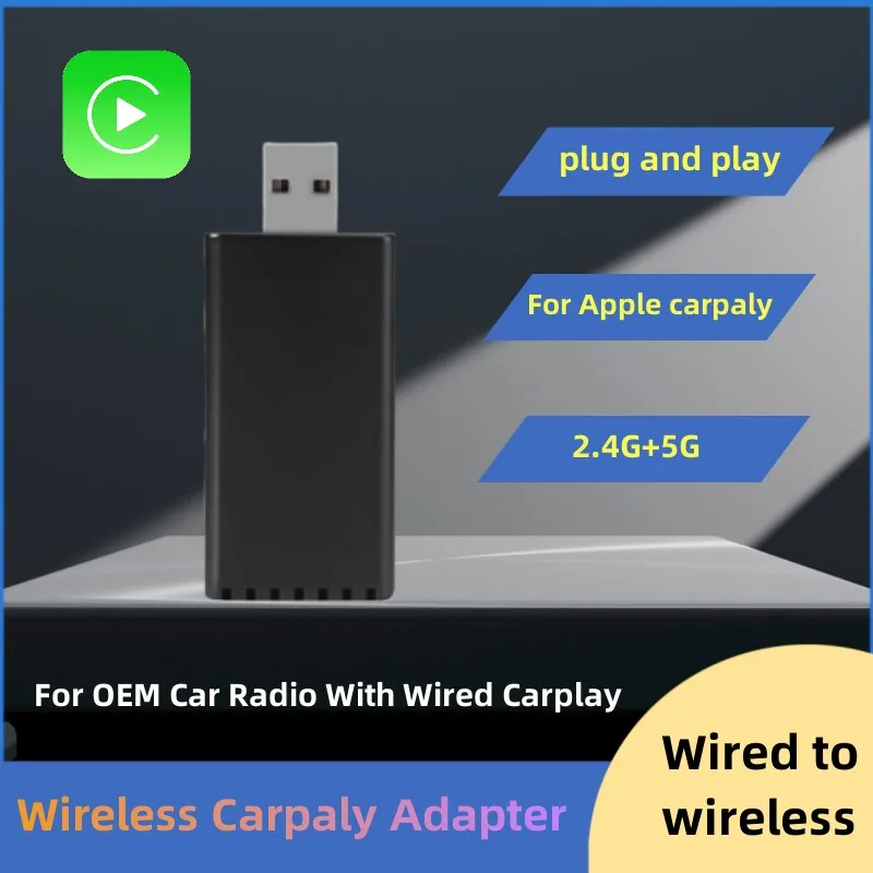 Com-fio-para-adaptador-CarPlay-sem-fio-para-carro-OEM-est-reo-com-USB ...