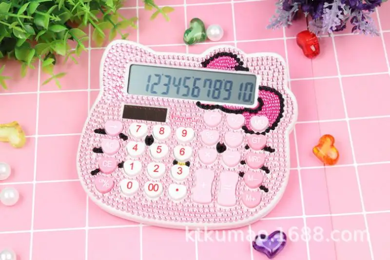 Kawaii-Hello-Kitty-Crystal-Diamond-Calculator-Cartoon-Cute-Pink-Heart ...