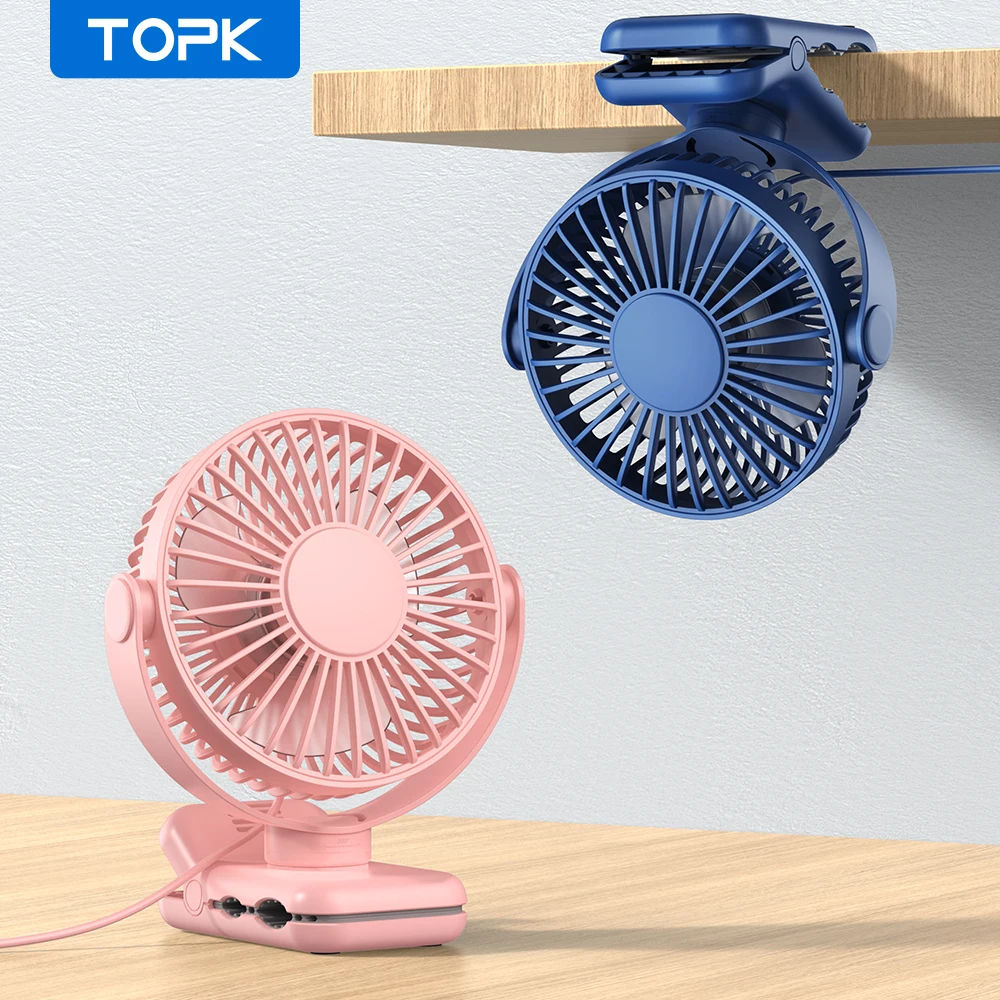 TOPK-5Inch-Mini-Portable-Fan-for-Camping-USB-Desk-Electric-Fan-Clip ...