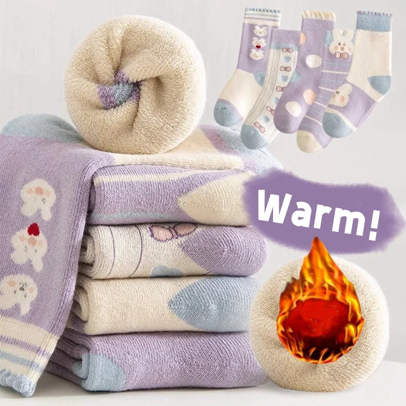 Girls-Winter-Socks-Thick-Cotton-Warm-Socks-Little-Big-Girls-Floral ...