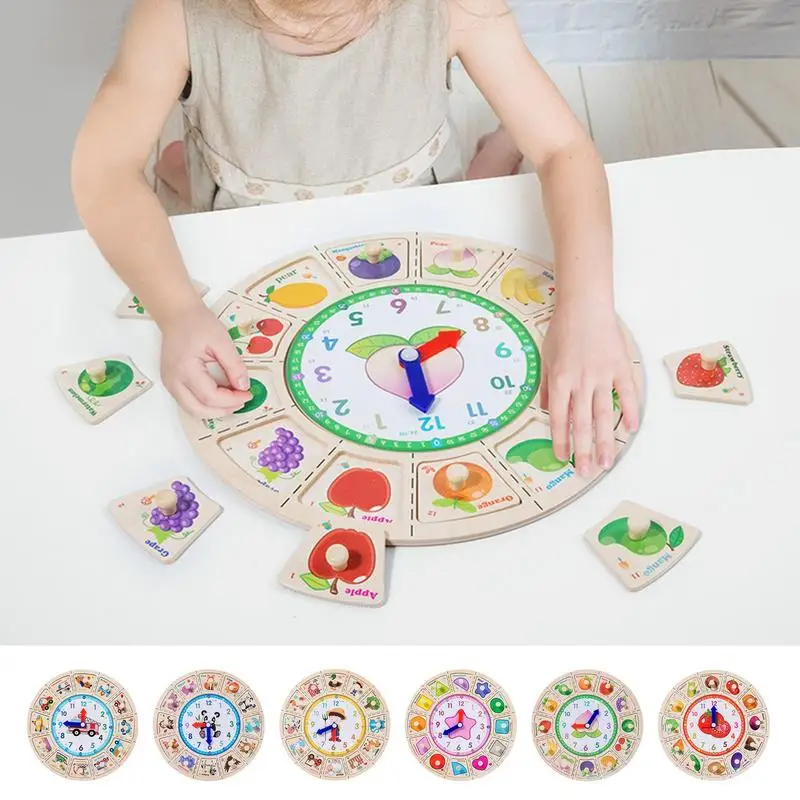Montessori-Wooden-Clock-Kids-Toys-Time-Learning-Teaching-Aids-Toys-for ...