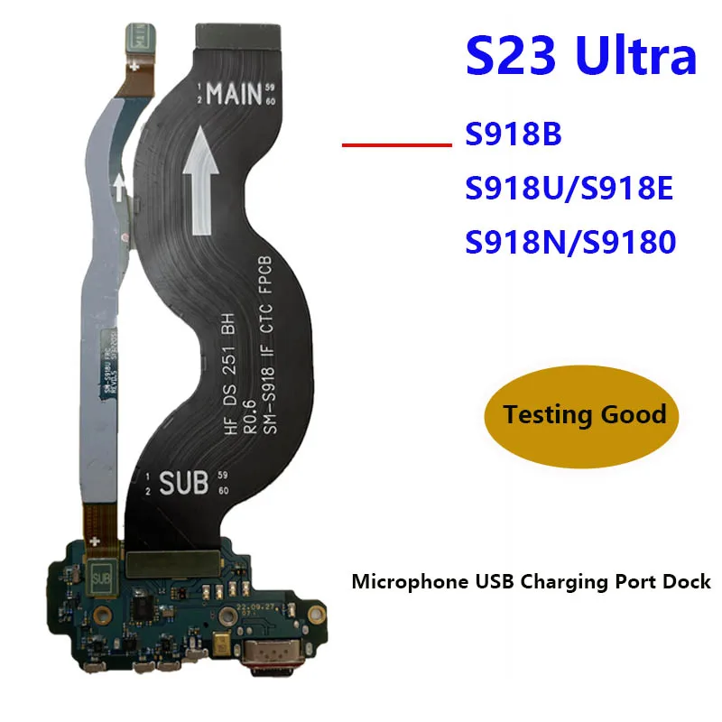 삼성 갤럭시 S23 울트라 S918B S918N S918E S918U 신호 LCD 메인 안테나 마이크 마더 보드 Charing ...
