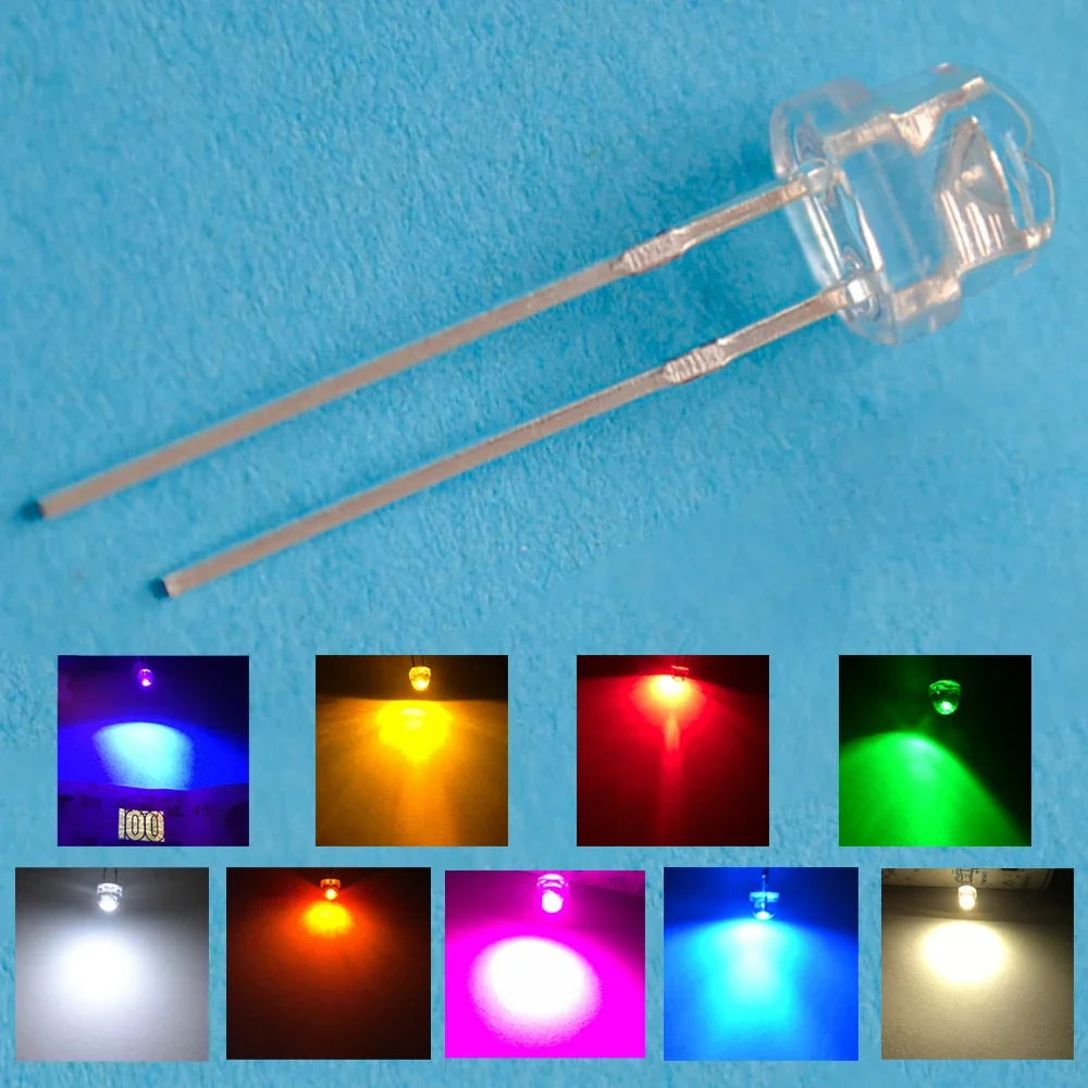 100Pcs-5mm-Straw-Hat-White-Red-Green-Blue-Yellow-Smd-Smt-Led-Water ...