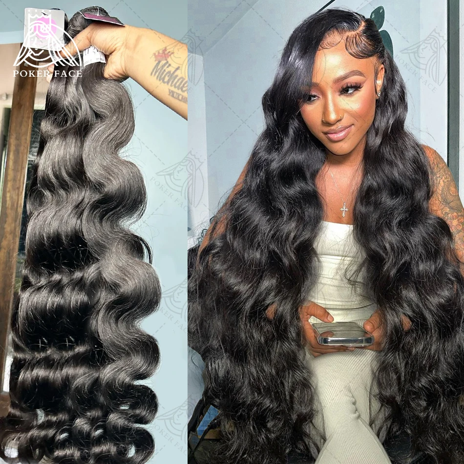 POKER-38-40-Inch-Body-Wave-Human-Hair-Bundles-Brazilian-Water-Wavy ...