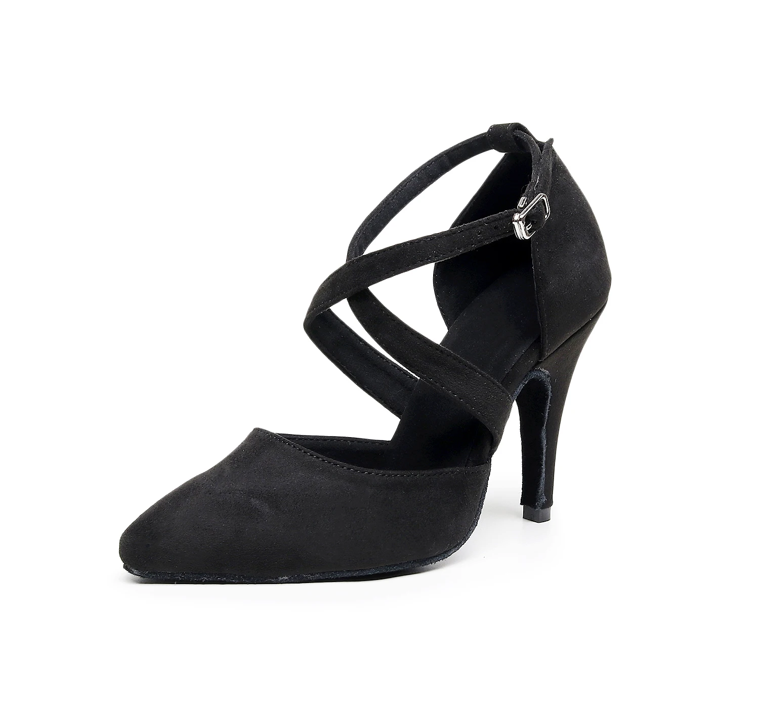 Woman-Balck-Dance-Shoes-Girls-High-Heels-Suede-Rubber-Salsa-Jazz-Latin ...