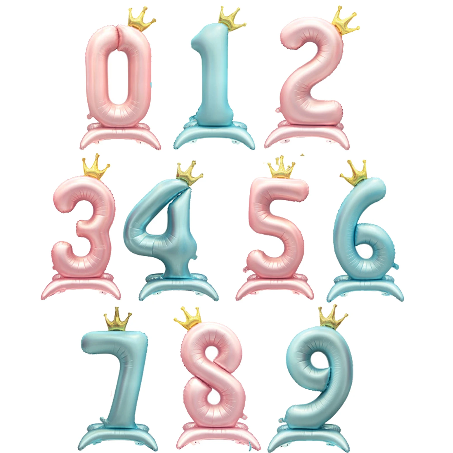 42inch Pink Blue Crown Number Foil Balloons Birthday Party Wedding Xmas ...